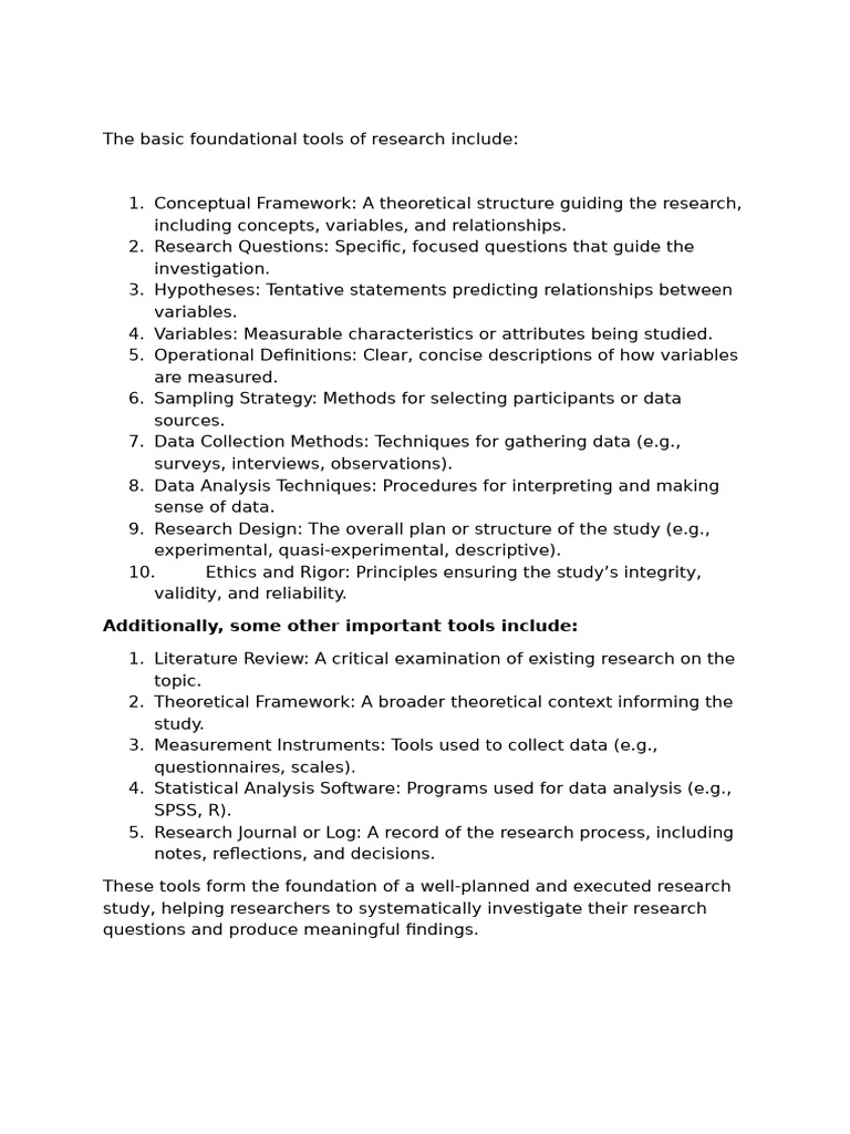 Essential Research Tools Explained | PDF