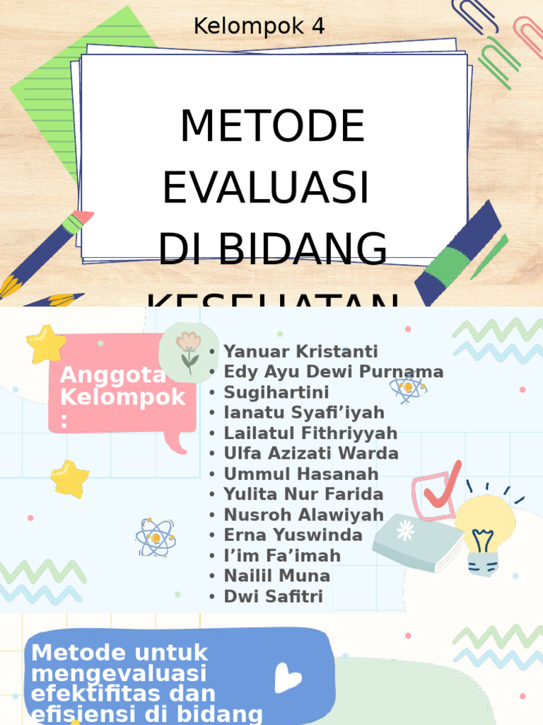 Kel. 4 Metode Evaluasi Di Bidang Kesehatan | PDF