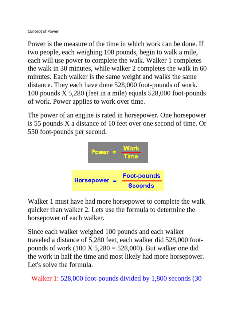 Understanding Power and Horsepower Concepts | PDF