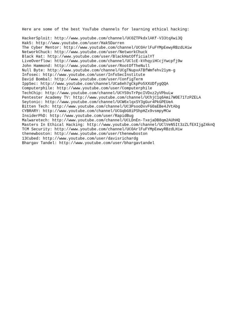 Yt Hacking Channels | PDF