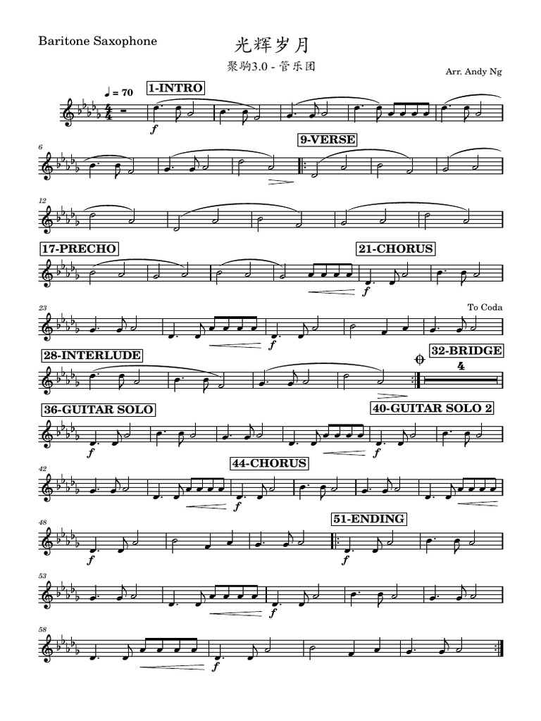 Baritone Saxophone Arrangement Guide | PDF | Saxophone | Musical ...