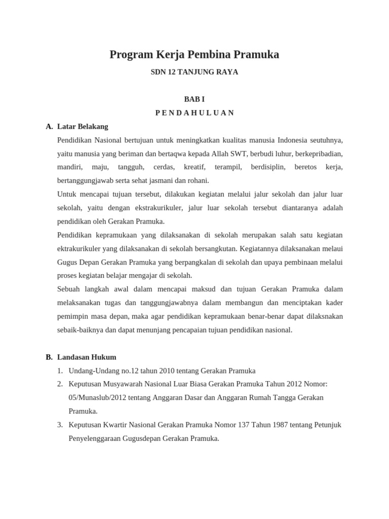 Program Kerja Pembina Pramuka | PDF