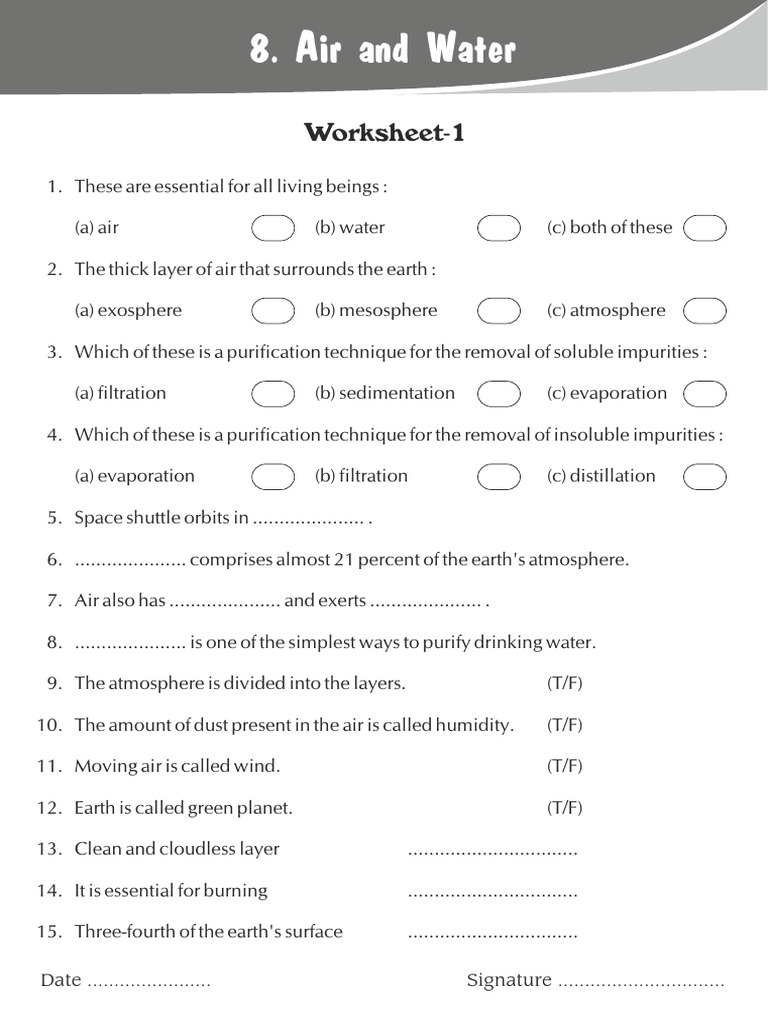 1517822610class 5 Chapter 8 WS | PDF | Atmosphere Of Earth | Atmosphere