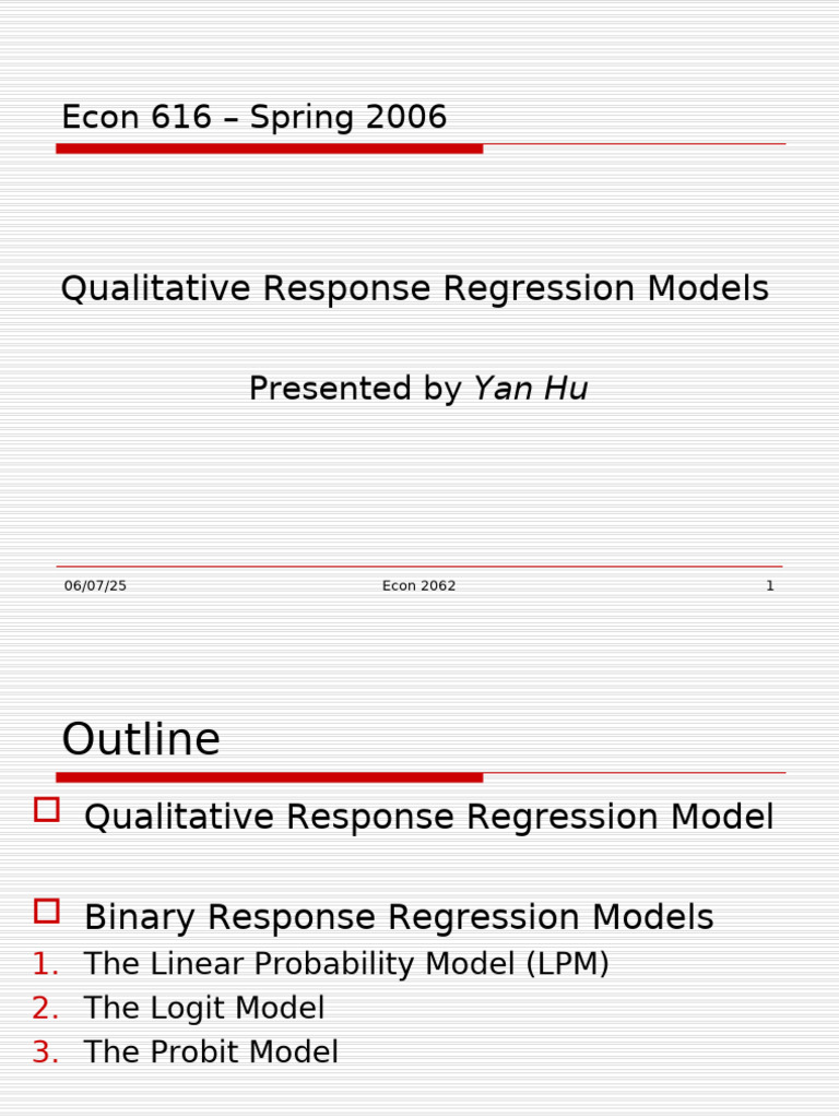 Qualitative Response Models | PDF | Linear Regression | Ordinary Least Squares