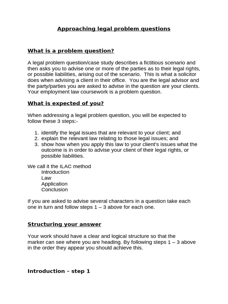 21 Approaching Legal Problem Questions | PDF | Justice | Crime & Violence