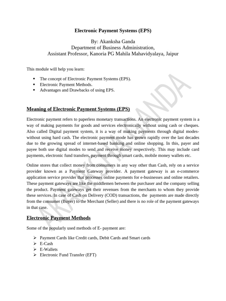 Electronic Payment Systems | PDF | Credit Card | Payments