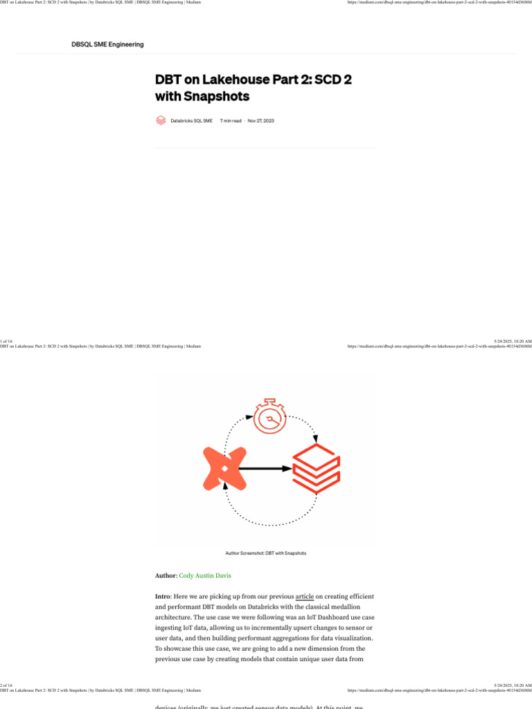 DBT On Lakehouse Part 2 - SCD 2 With Snapshots - by Databricks SQL SME ...