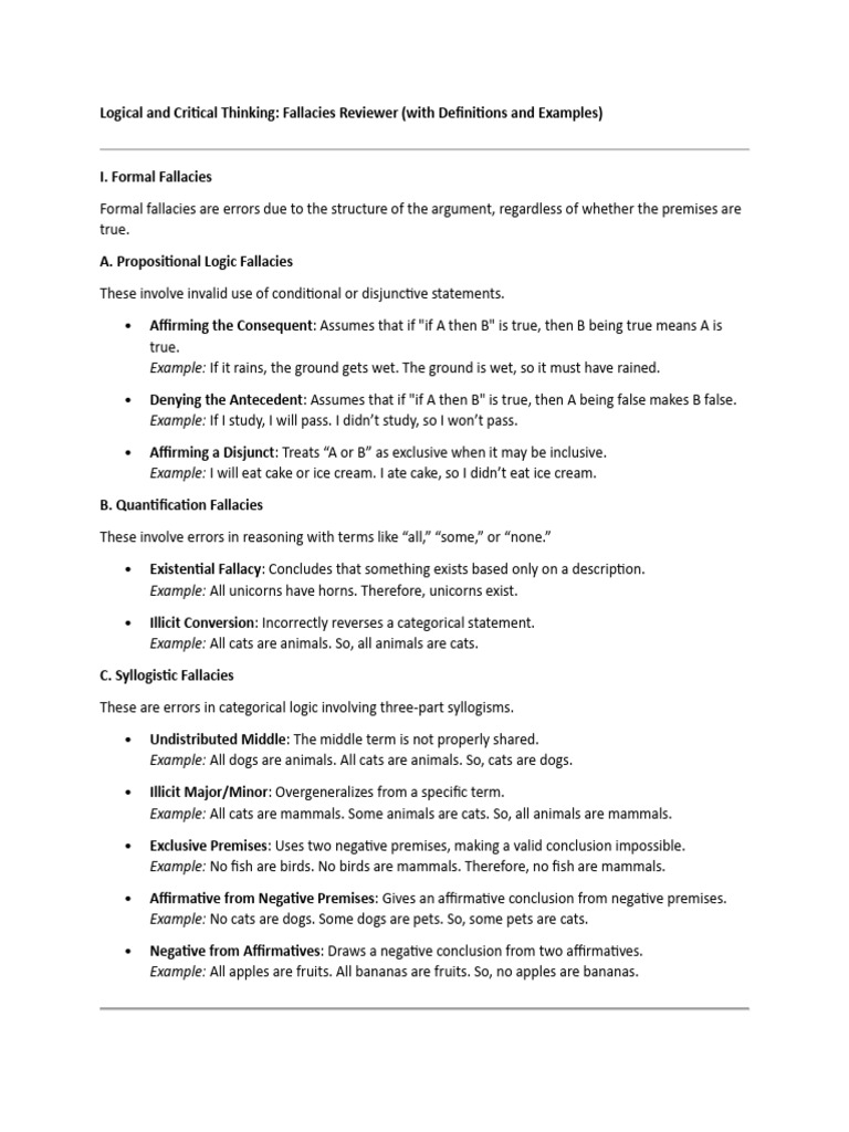 Logical and Critical Thinking | PDF | Fallacy | Logic