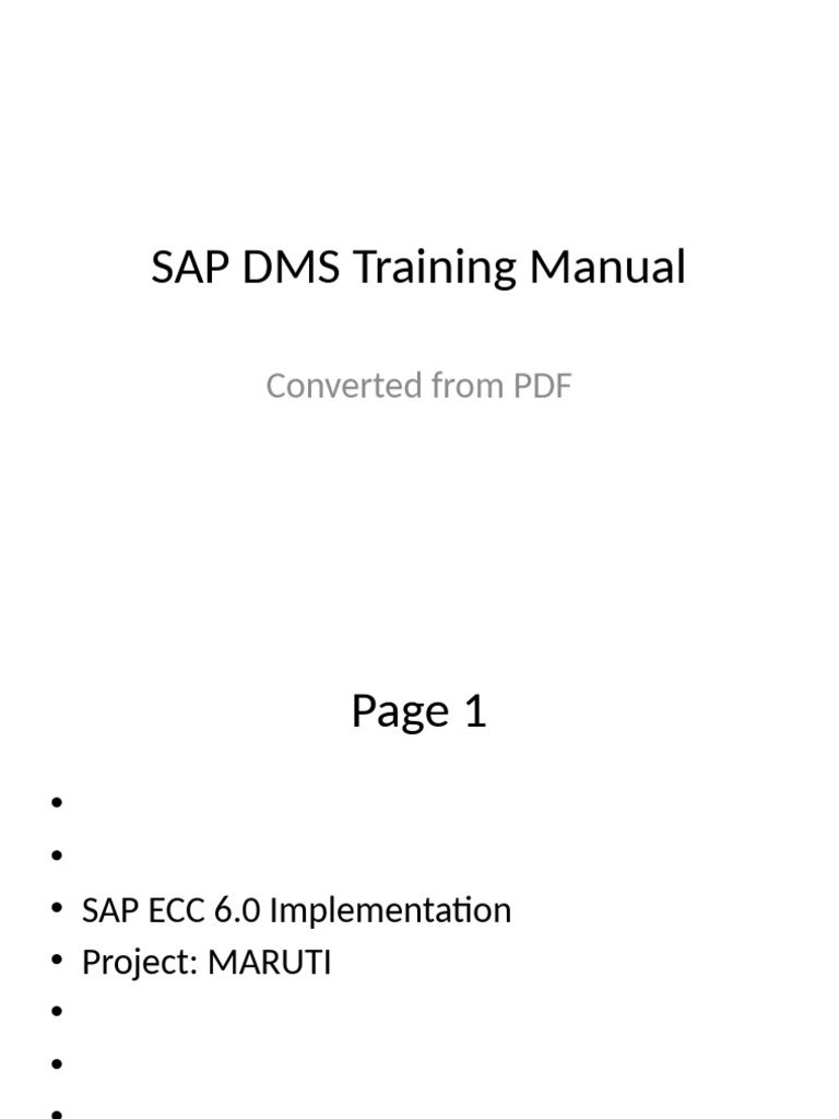 SAP DMS Training Manual | PDF