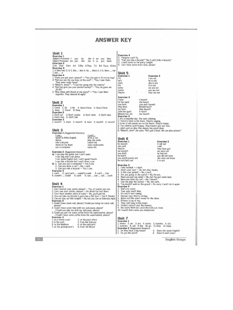 Key - Grammar | PDF