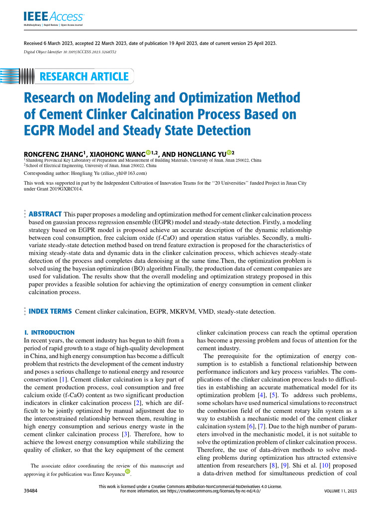 Research On Modeling and Optimization Method of Cement Clinker ...