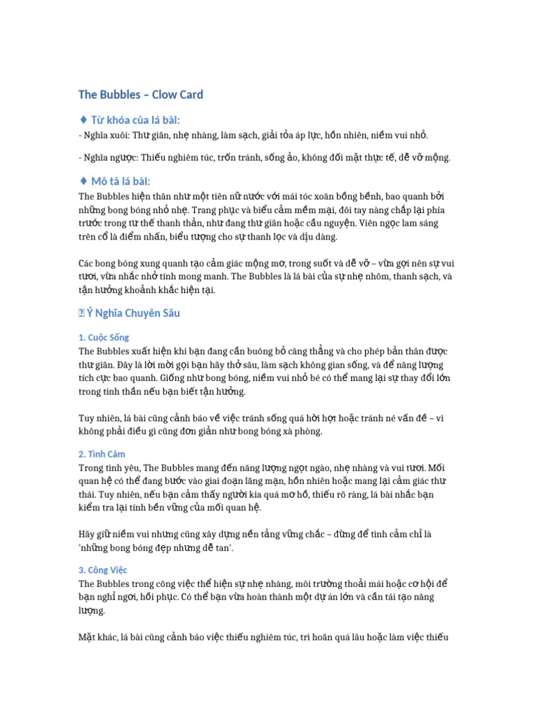 The Bubbles Clow Card Analysis | PDF
