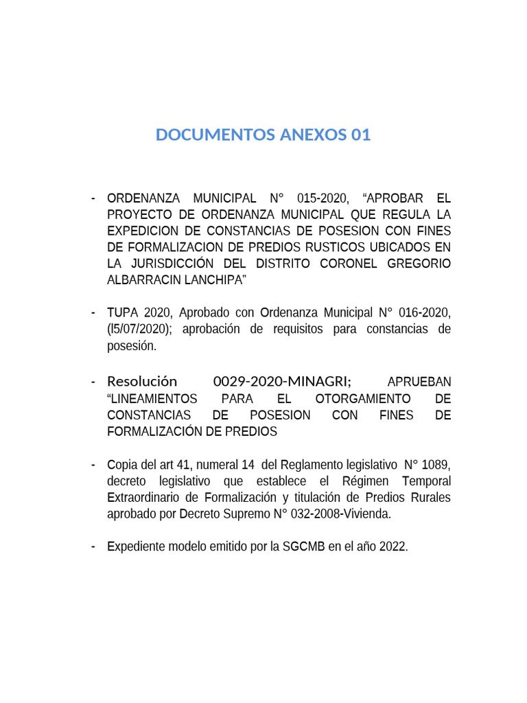 Documentos Anexos 01 | PDF