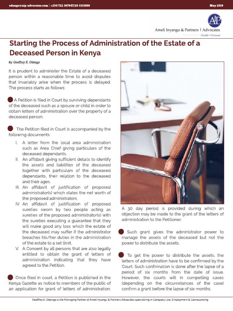 Starting The Process of Administration of The Estate of A Deceased ...