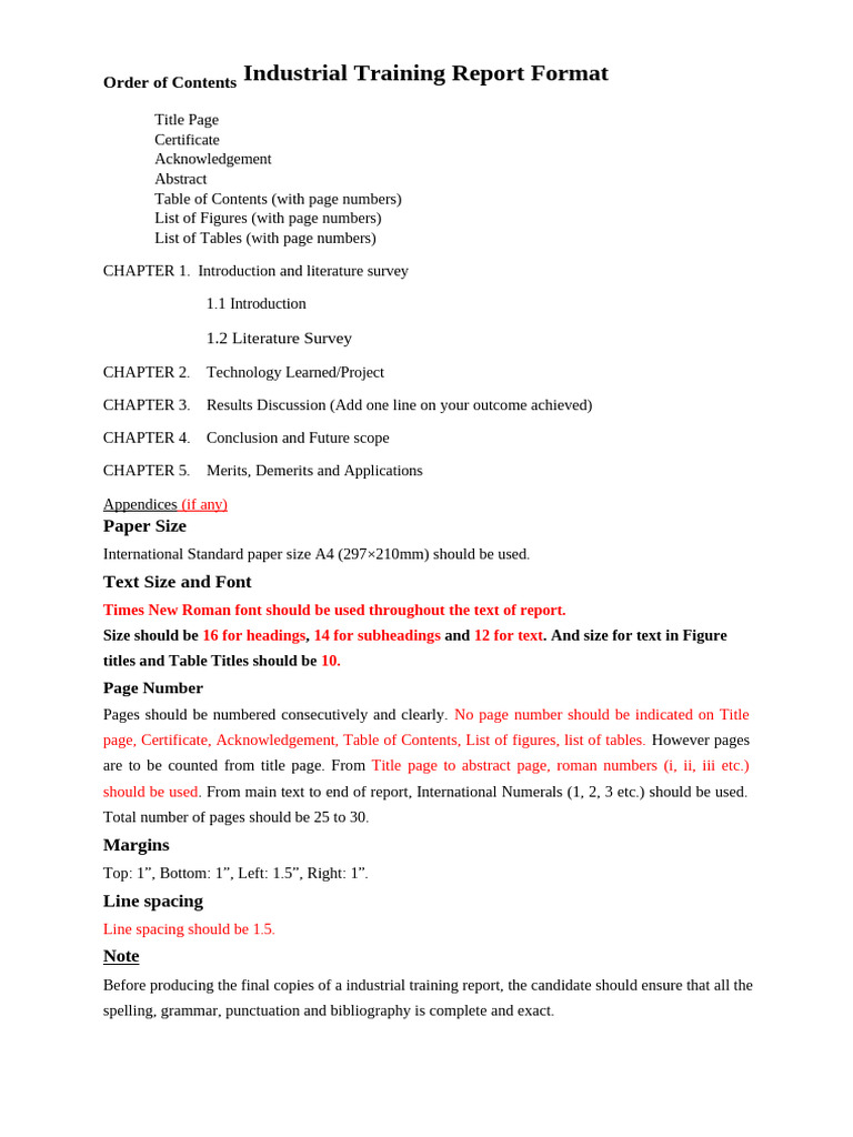 Industrial Training Report Format 2024 | PDF | Abstract (Summary ...