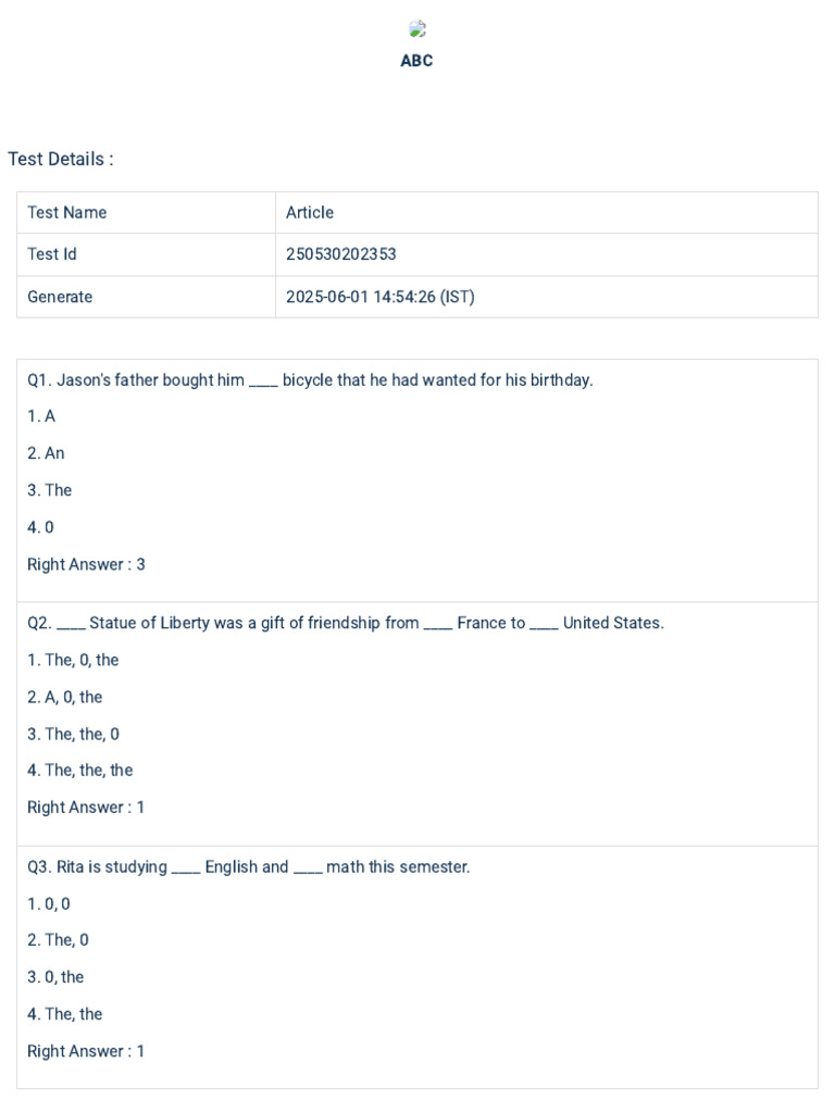 Questions and Answer of Article | PDF