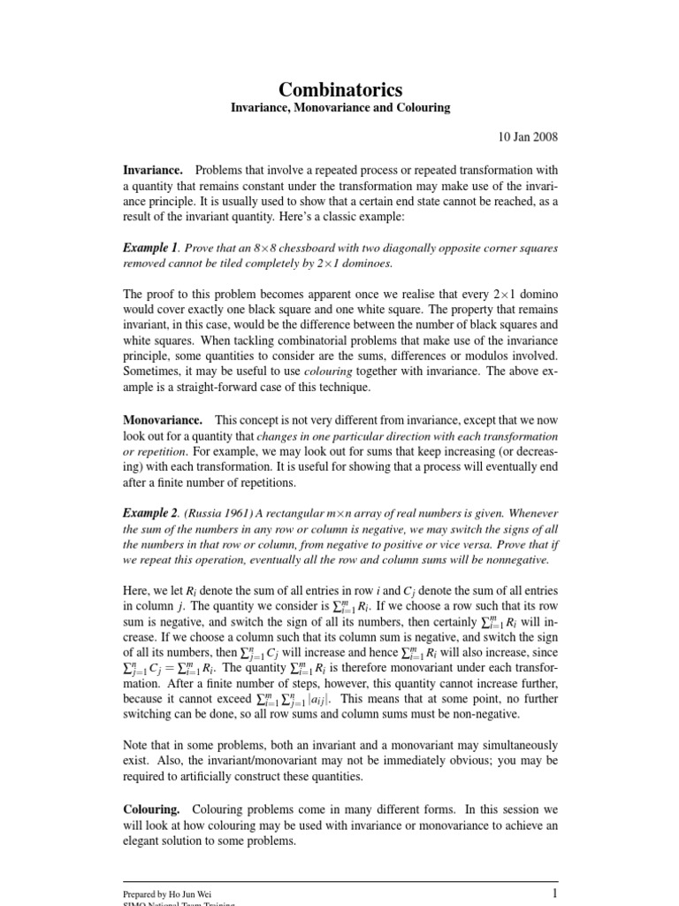 SIMO Combi Invariance | PDF | Integer | Combinatorics