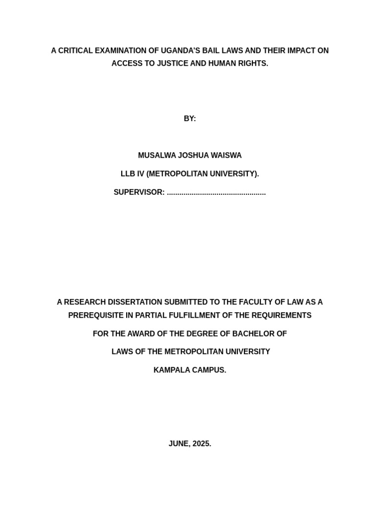 Joshua Musalwa Reserach | PDF | Bail | Burden Of Proof (Law)