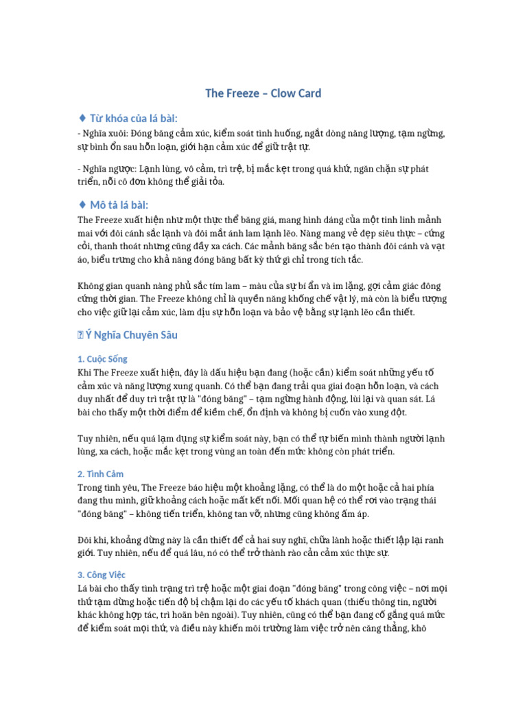 The Freeze Clow Card Analysis | PDF