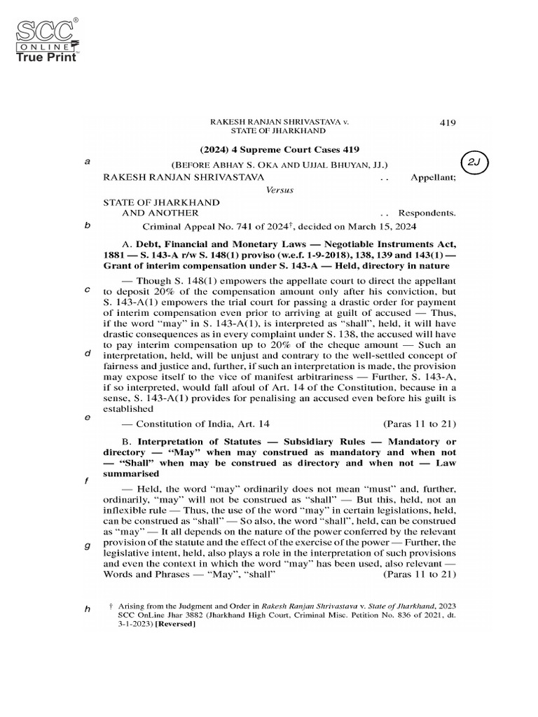 TP 2024 4 SCC 419 431 Advmayankkr Gmailcom 20250607 115916 1 13 | PDF ...