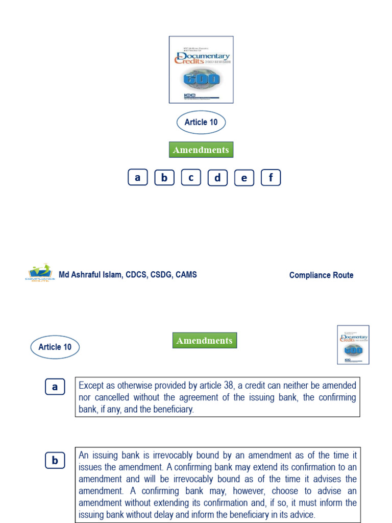 Article 10: Amendments in UCP 600 | PDF | Banks