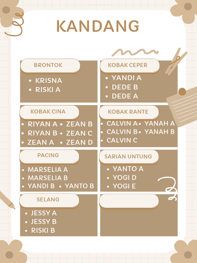 Krem Dan Cokelat Lucu Estetik Tabel Daftar Kegiatan Harian Dokumen A4 ...