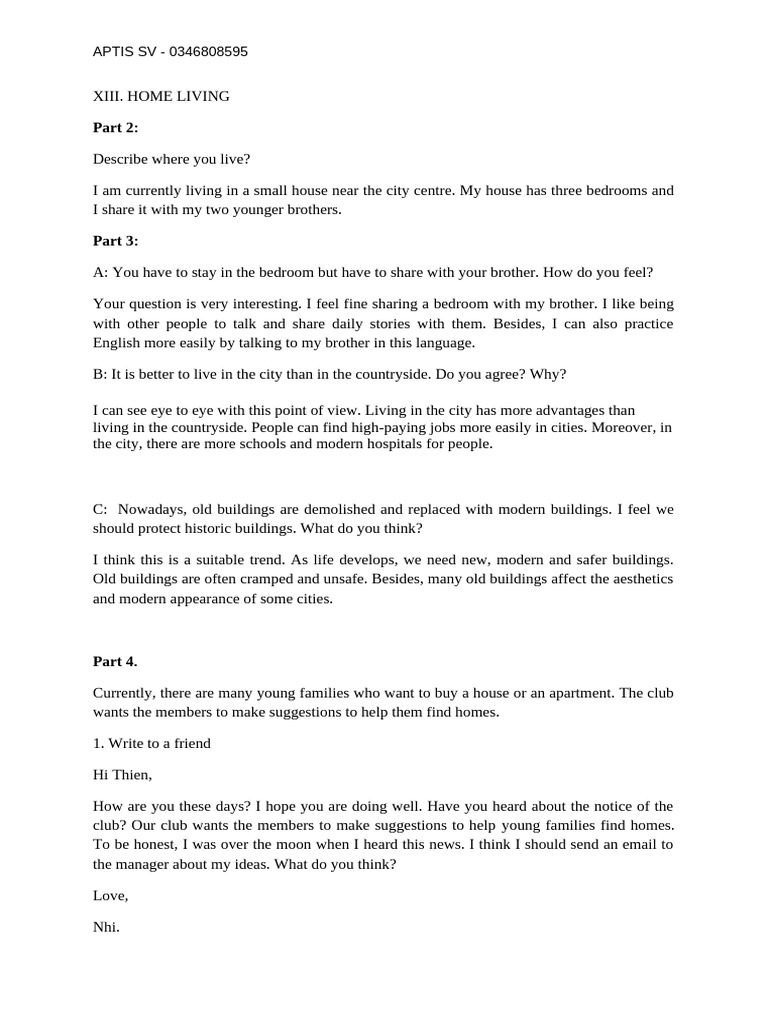 Home Living Club Aptis Sv1 | PDF