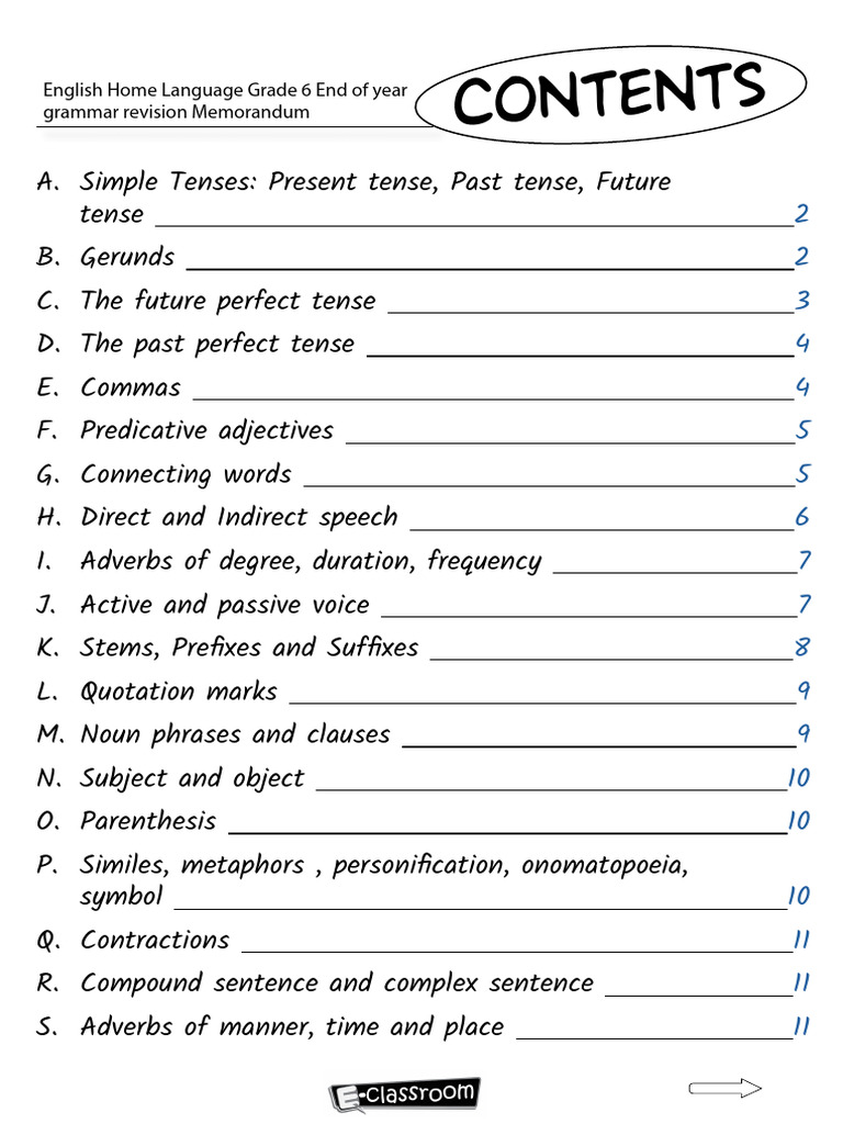 gr6 t4 Ehl Revision Exam Package Memo | PDF | Grammatical Tense ...