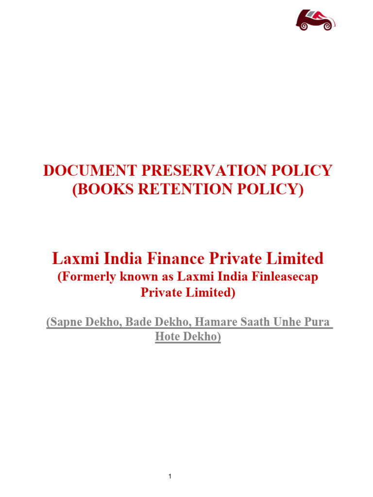 Document Preservation Policy Overview | PDF | Taxes | Value Added Tax