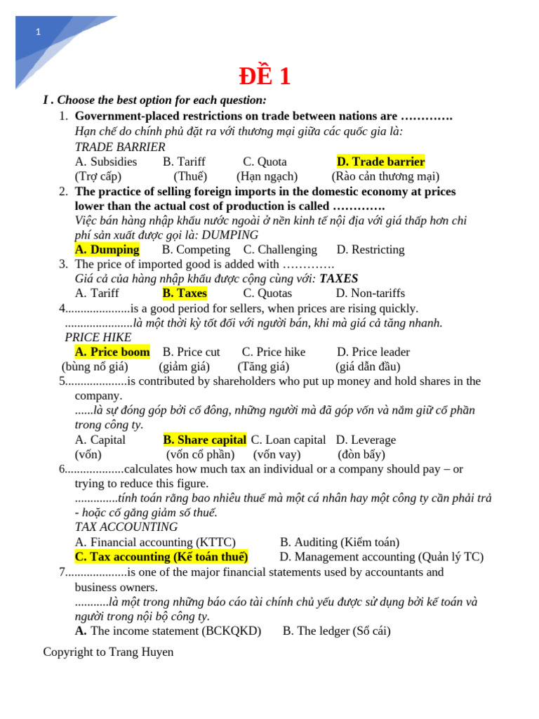 Đề Thi + Giải TACN2 | PDF