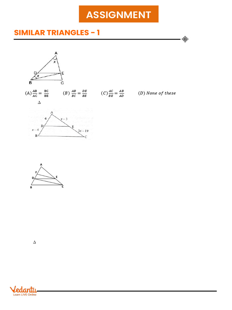 Similar Triangles Assignment 1 | PDF | Elementary Geometry | Geometric Shapes