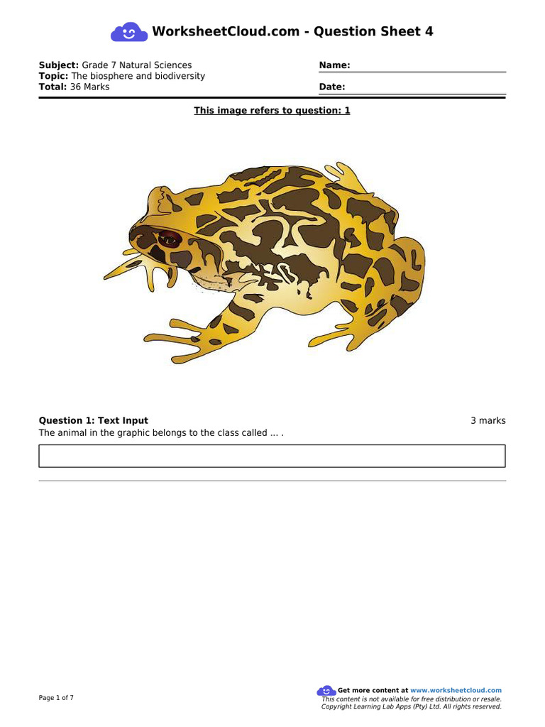 The Biosphere and Biodiversity Worksheet4 | PDF | Earth Sciences | Nature