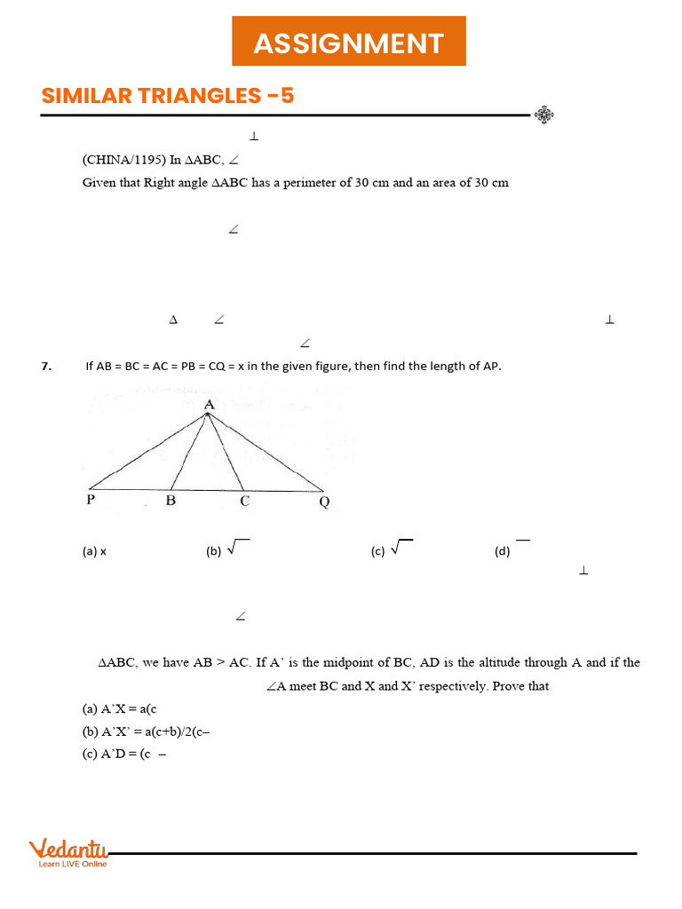Similar Triangles Assignment 5 | PDF | Triangle | Geometry