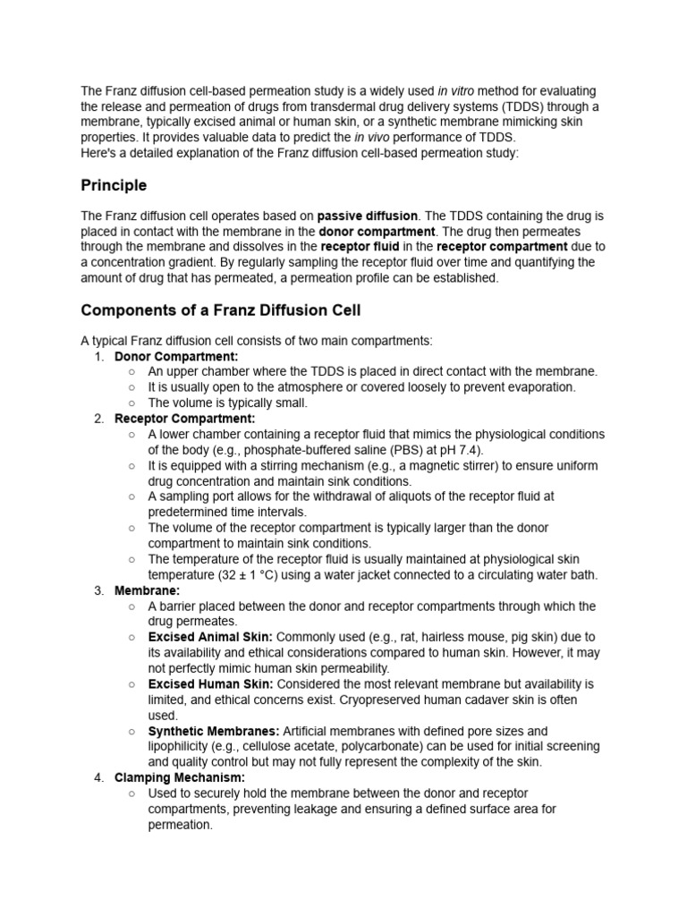 Frans Diffusion Cell Based Permeation Study For Ev... | PDF | Cell ...