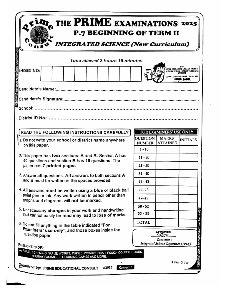 Prime P7 Science Beg of Term Two | PDF