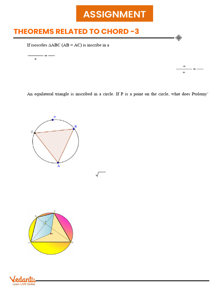 Theorems Related To Chords Assignment 3 | PDF | Circle | Euclid
