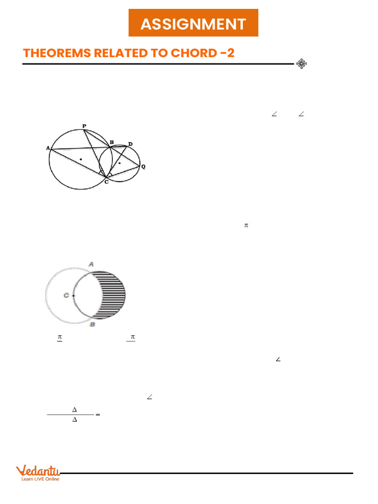 Theorems Related To Chords Assignment 2 | PDF | Circle | Perpendicular