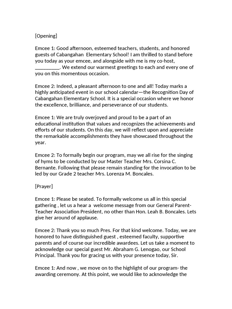 Batch 2025 Recognition Script | PDF