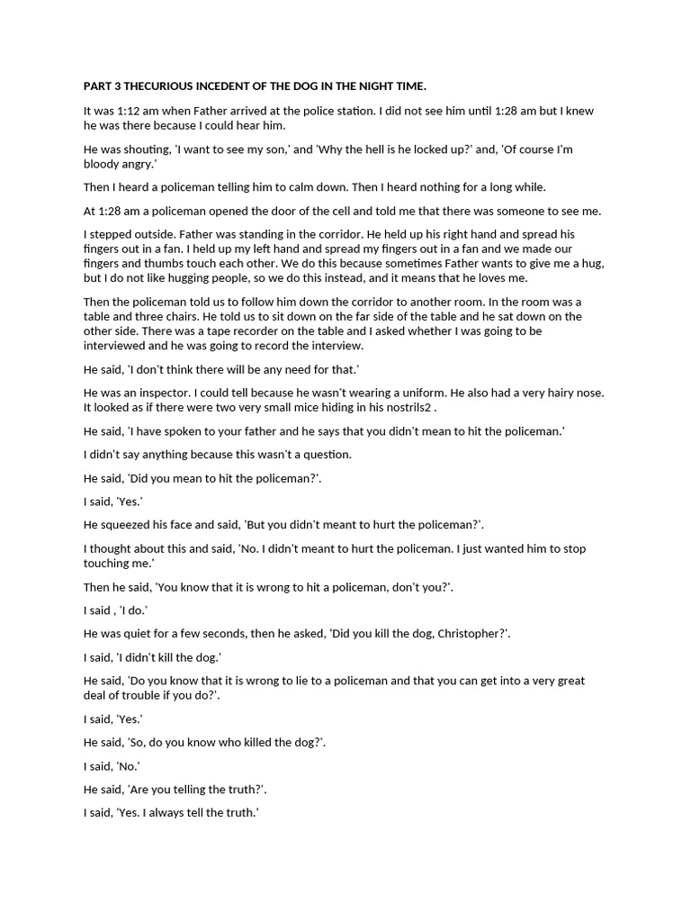 Part 3 Thecurious Incedent of The Dog in The Night Time 2 | PDF