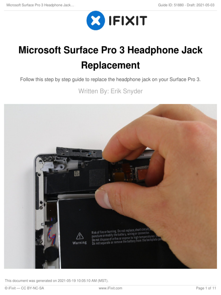 Replace Surface Pro 3 Headphone Jack Guide | PDF | Electrical Connector ...
