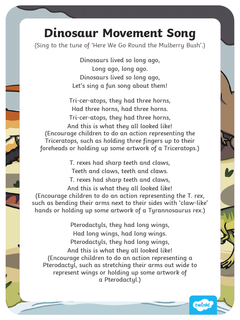 Dinosaur Movement Song for Kids | PDF