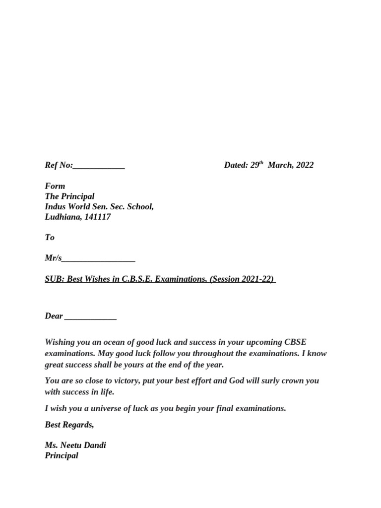 Goodluck From Principal | PDF