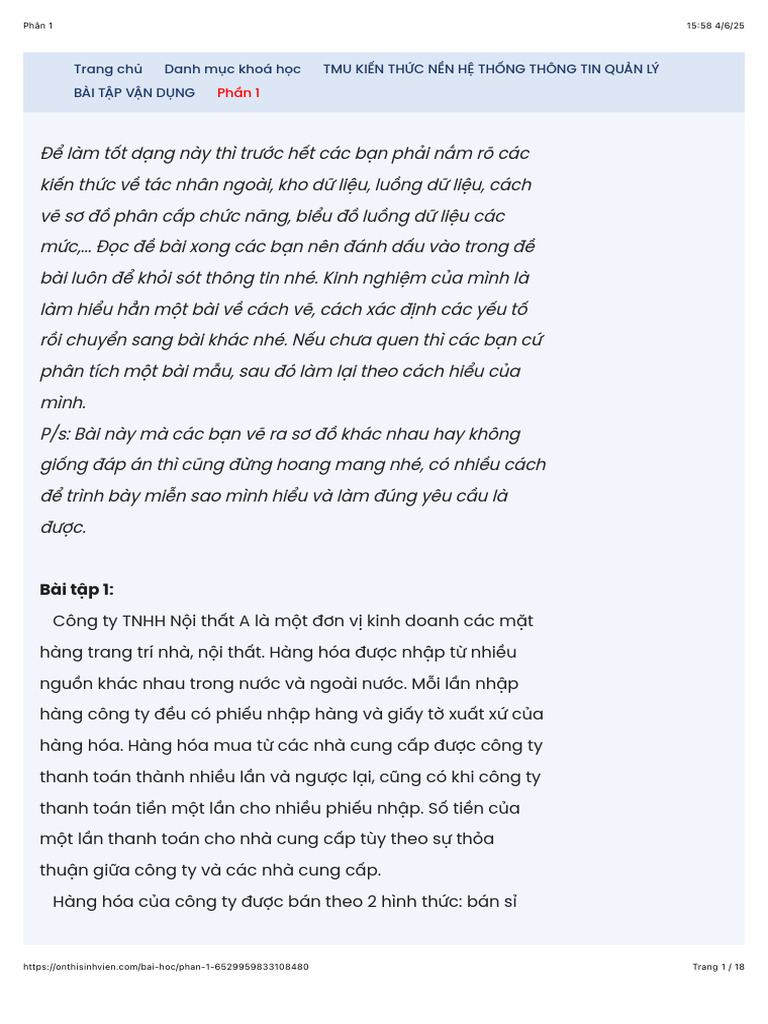 Bài Tập HTTT | PDF