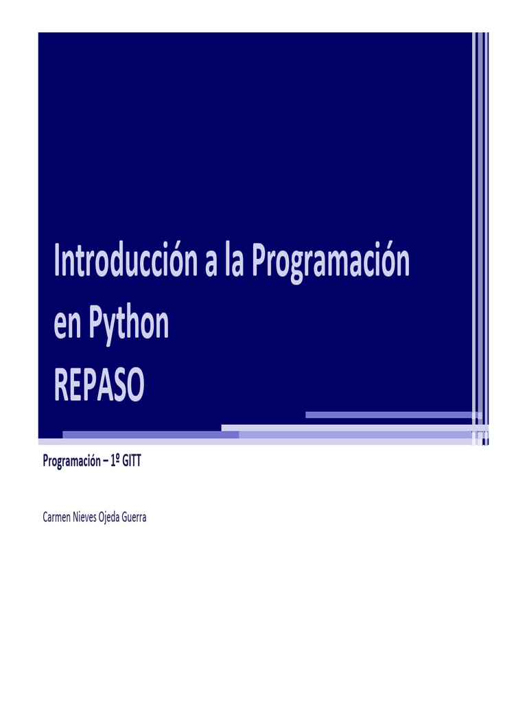 T5-S5 - Repaso | PDF | Python (lenguaje de programación) | Lenguaje de programación