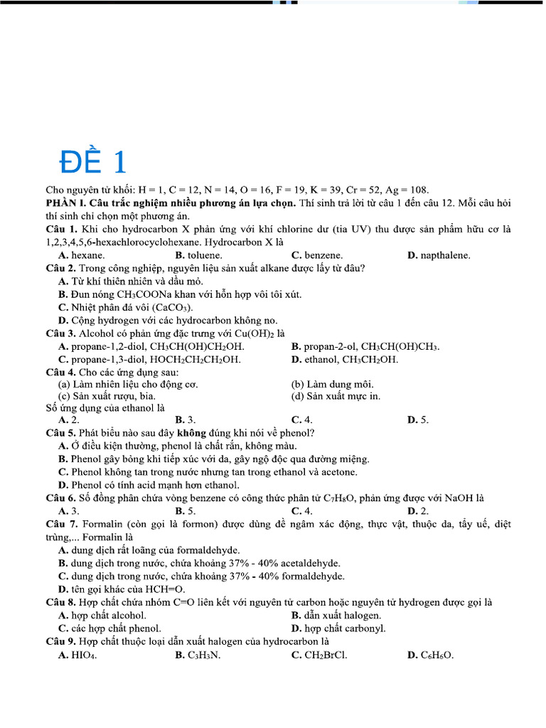Bộ 5 Đề Hoá Ck2 11 Để Làm | PDF