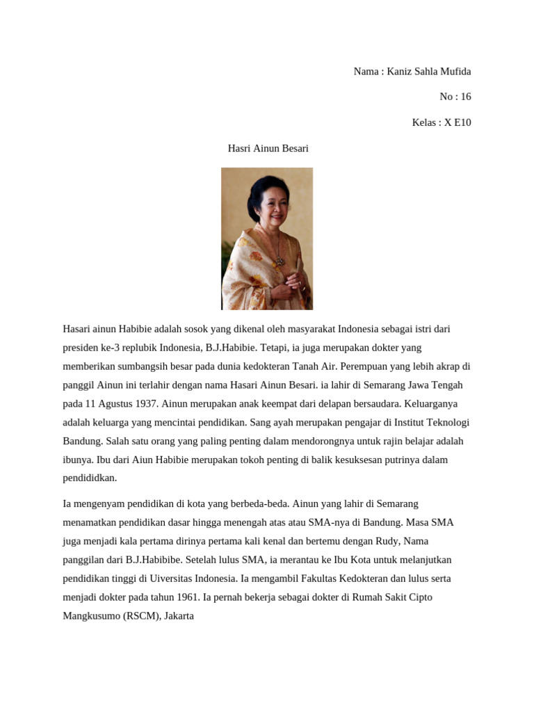 Biografi Hasri Ainun Besari | PDF