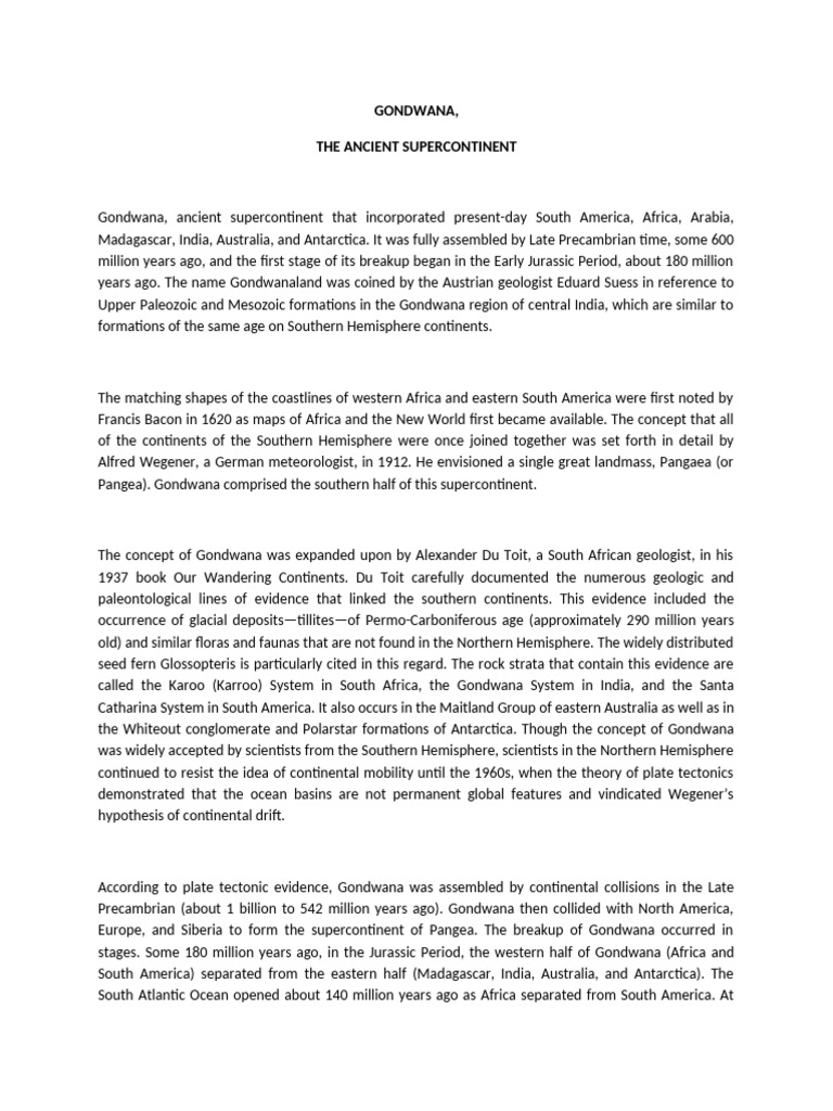 Gondwana: Breakup and Formation History | PDF | Geology | Earth Sciences