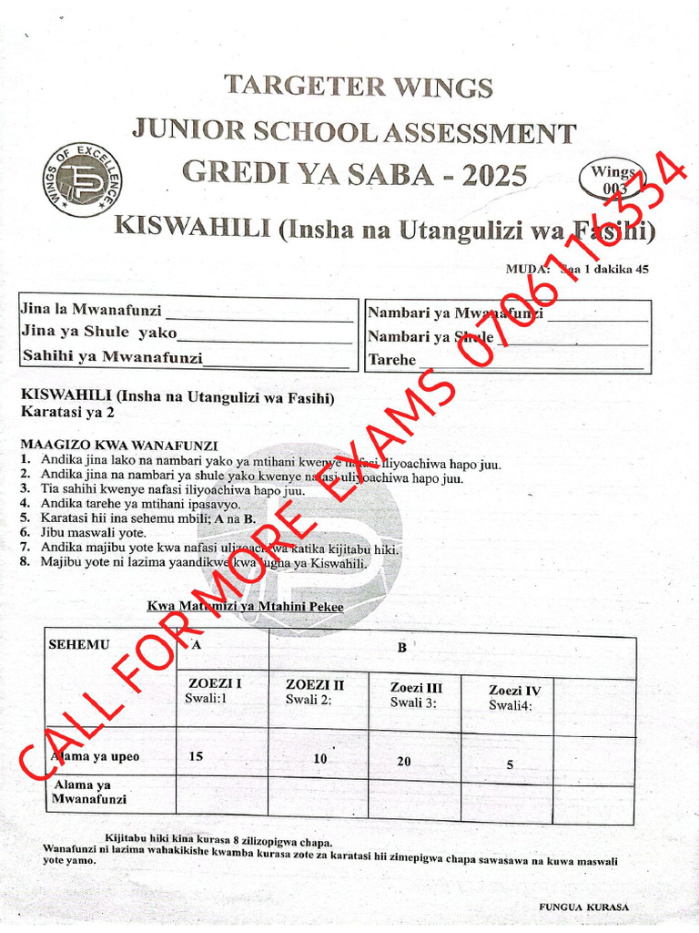 Targeter Wings English Pp2 Grade 7 | PDF