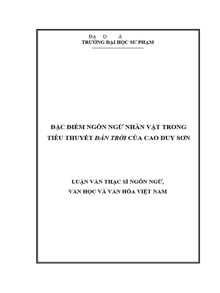 Dac Diem Ngon Ngu Nhan Vat Trong Tieu Thuyet Dan Troi Cua Cao Duy Son | PDF