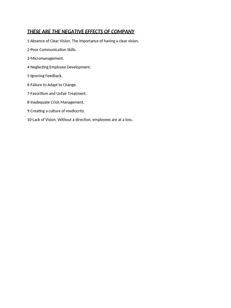 These Are The Negative Effects of Company | PDF